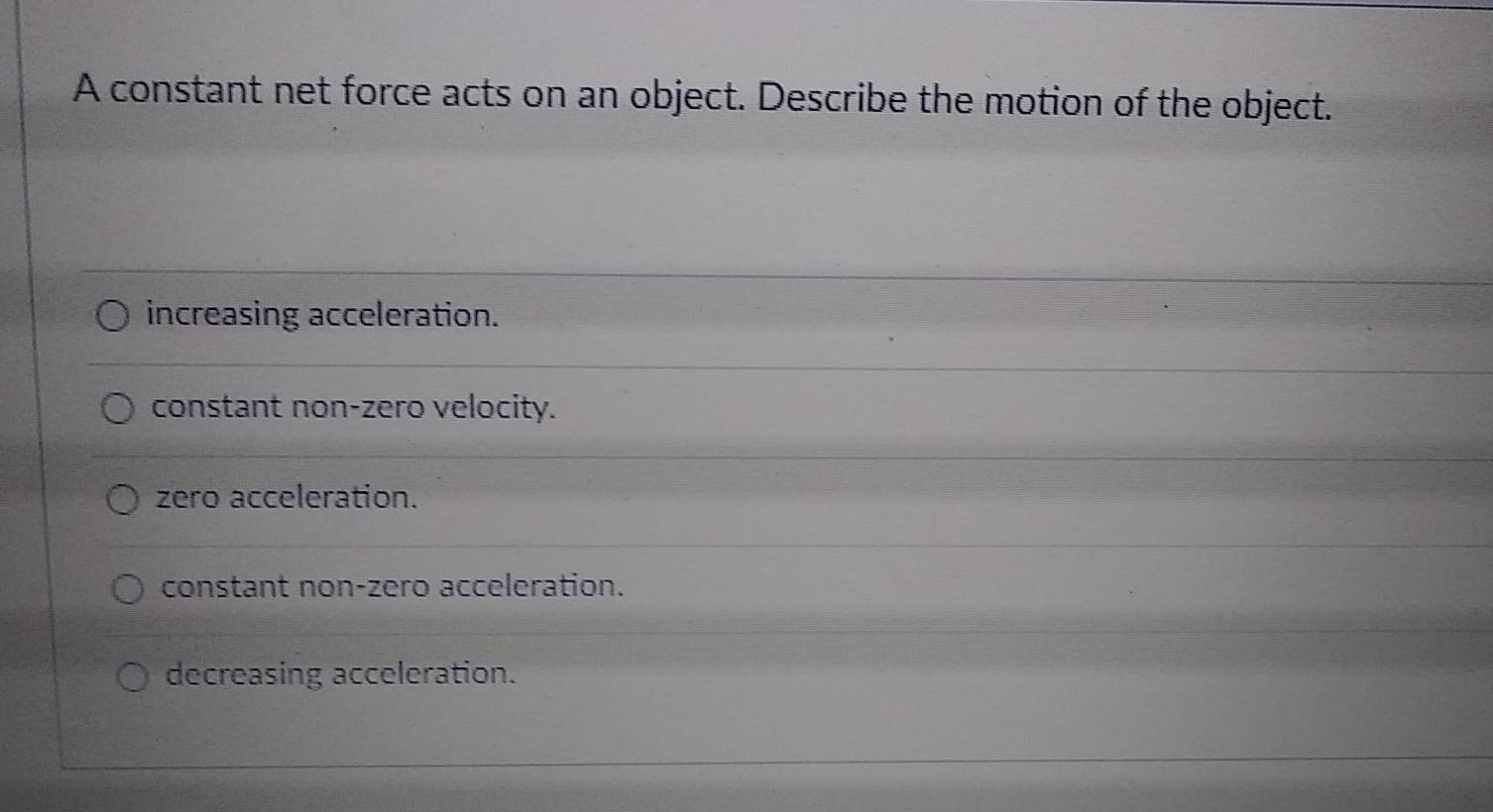 Solved A constant net force acts on an object. Describe the | Chegg.com