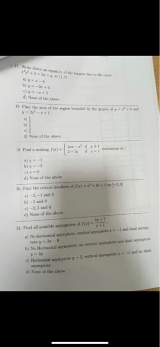 Solved x3x2+2=2x+3,at(1,5) a) y=x−4 b) y=−2x+4 c) y=−x+2 4) | Chegg.com
