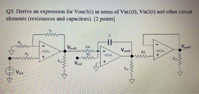 Solved Q3. Derive an expression for Vout3(t) in terms of | Chegg.com