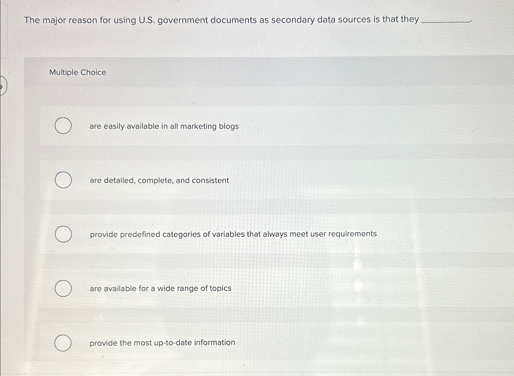 Solved The major reason for using U.S. ﻿government documents | Chegg.com