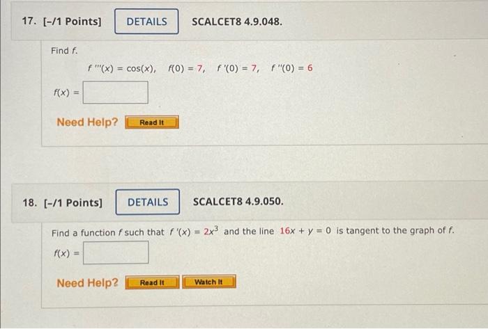 Solved 11. [0/1 Points) DETAILS PREVIOUS ANSWERS SCALCET8 | Chegg.com