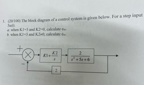 Solved solve it asap please(20/100) ﻿The block diagram of a | Chegg.com