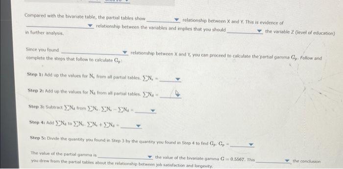 Solved The partial tables showing the bivariate relationship | Chegg.com