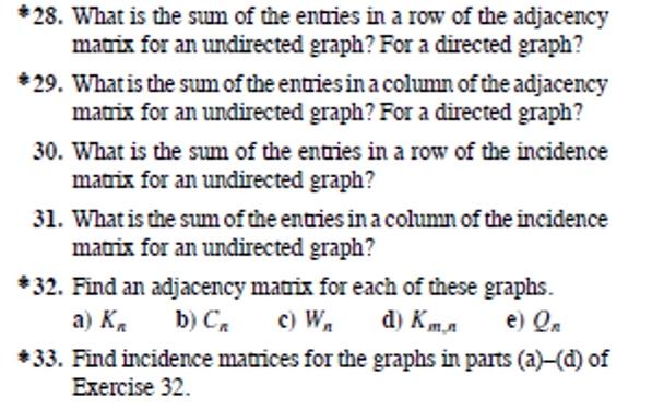 Solved *28. ﻿What is the sum of the entries in a row of the | Chegg.com