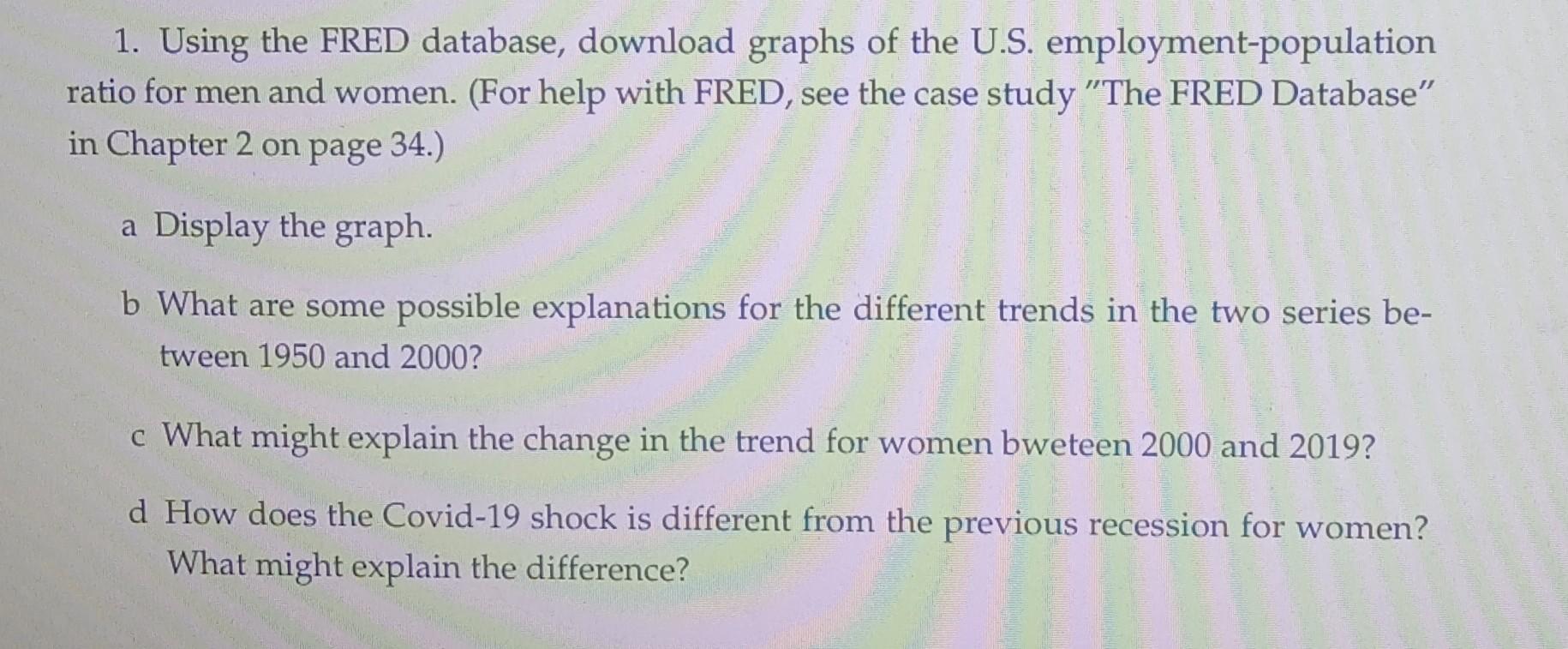 Solved 1. Using the FRED database, download graphs of the | Chegg.com