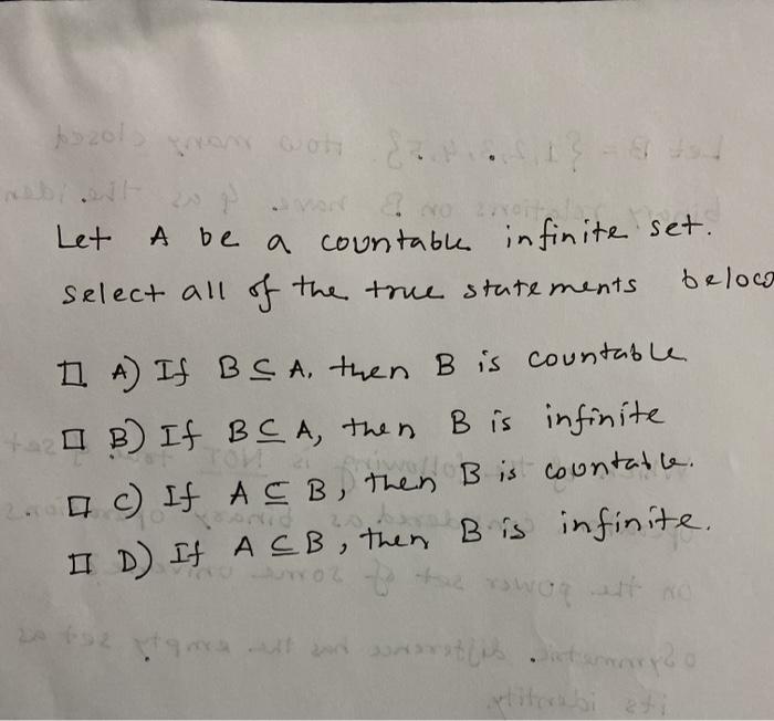Solved ozol woh- Let A be a countable infinite set. select | Chegg.com