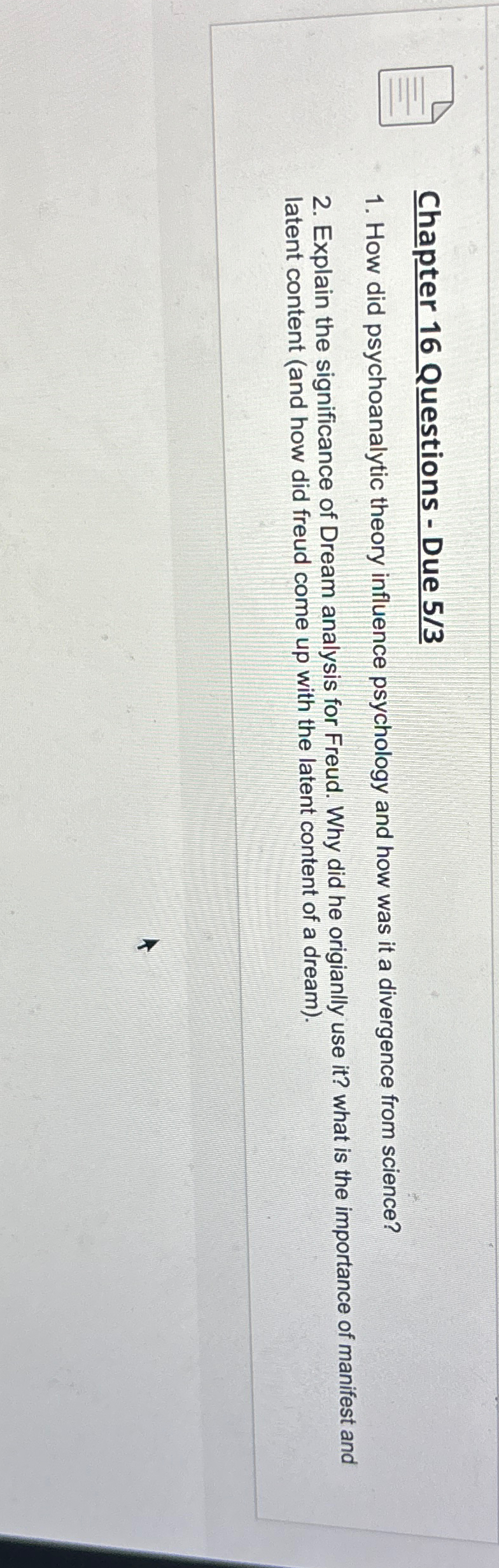 Solved Chapter 16 ﻿Questions - ﻿Due 5/3How did | Chegg.com