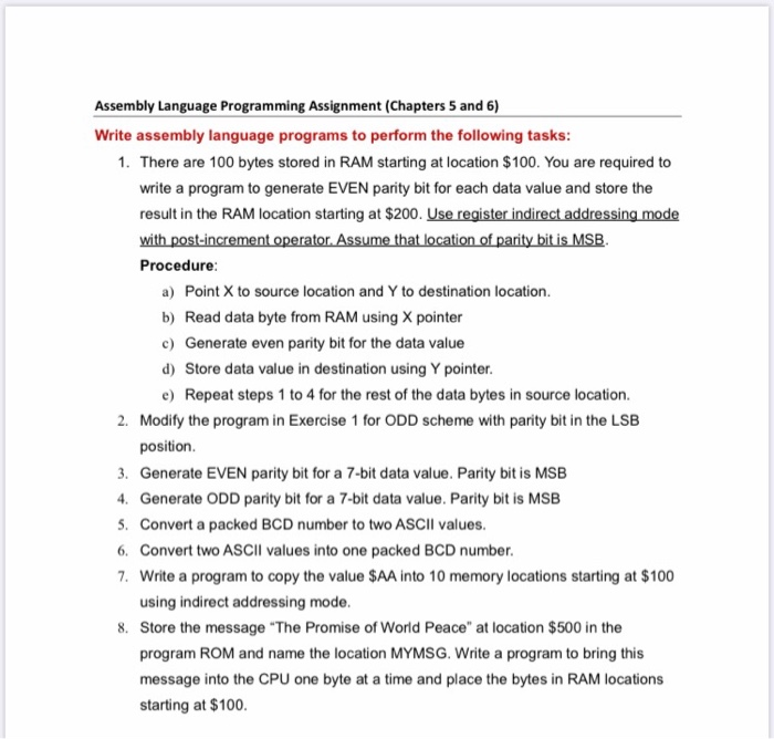 Assembly Language Programming Assignment (Chapters 5 | Chegg.com