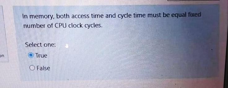 Solved In memory, both access time and cycle time must be | Chegg.com
