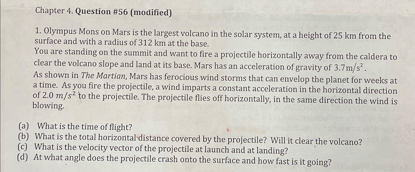 Solved Chapter 4. ﻿Question #56 (modified)Olympus Mons on | Chegg.com