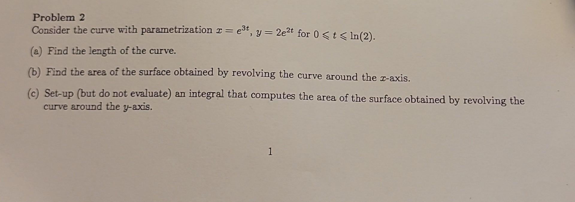 Solved Problem 2 Consider the curve with parametrization | Chegg.com