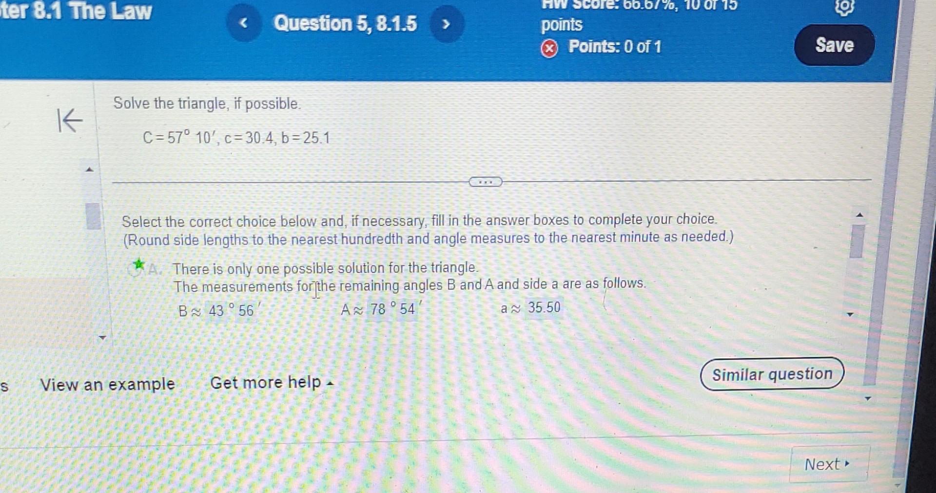 Solved Solve the triangle, if possible. | Chegg.com