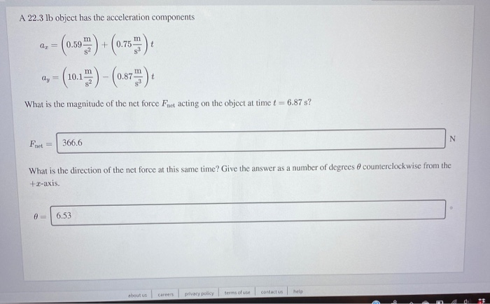 Solved A 22.3 lb object has the acceleration components a = | Chegg.com