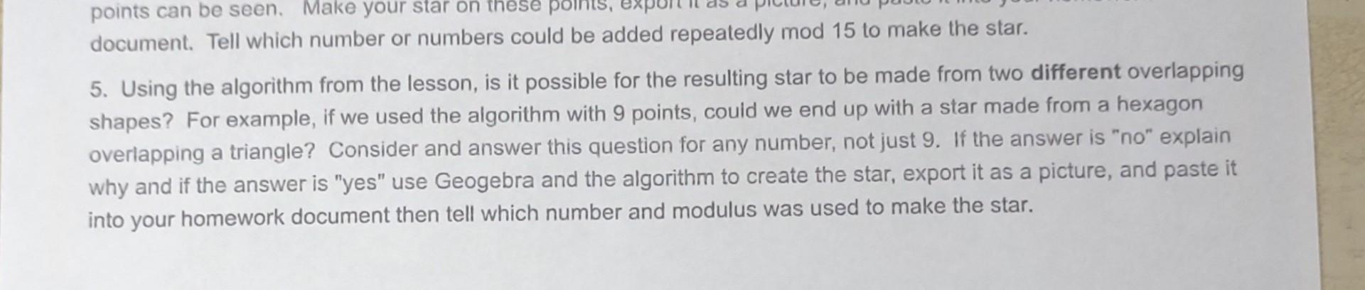 Solved please give a step by step for question 5 and include | Chegg.com