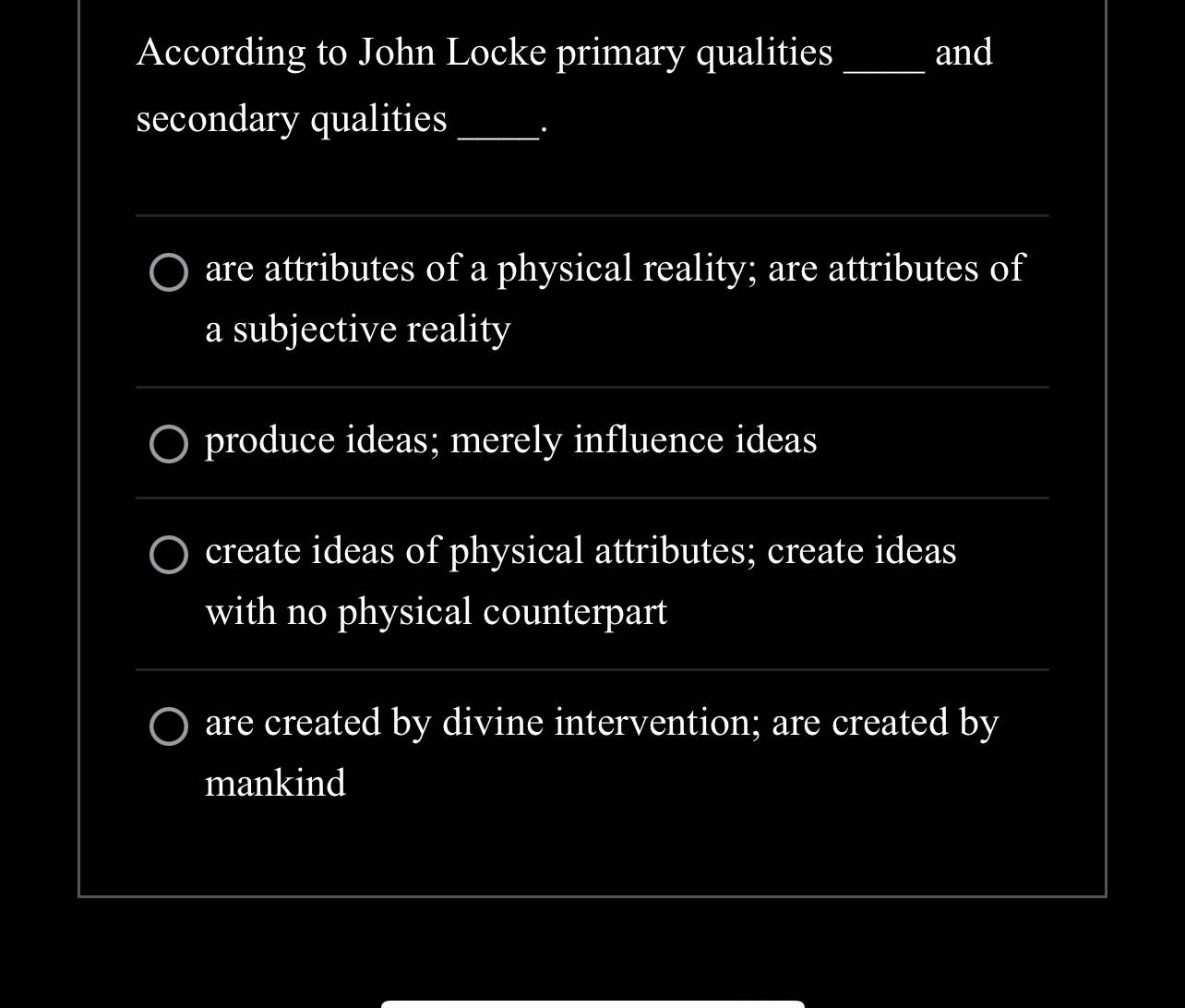 Solved According to John Locke primary qualities q, ﻿and | Chegg.com