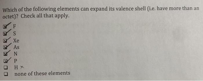 Solved Which of the following elements can expand its | Chegg.com