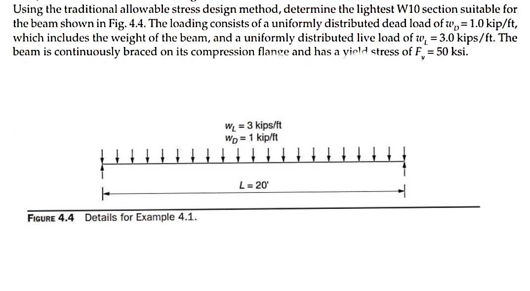 Solved Using the traditional allowable stress design method, | Chegg.com
