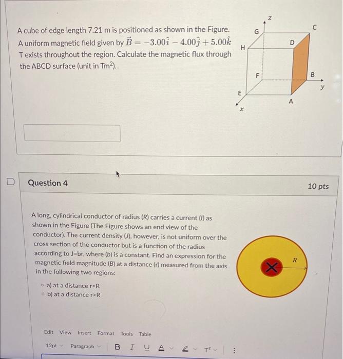 Solved A cube of edge length 7.21 m is positioned as shown | Chegg.com