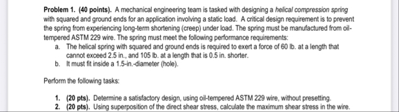Solved Problem 1. (40 ﻿points). ﻿A mechanical engineering | Chegg.com