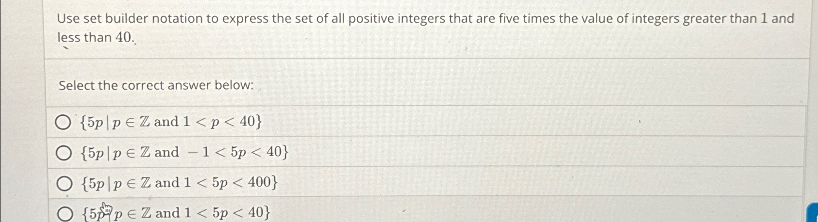 Solved Use set builder notation to express the set of all | Chegg.com