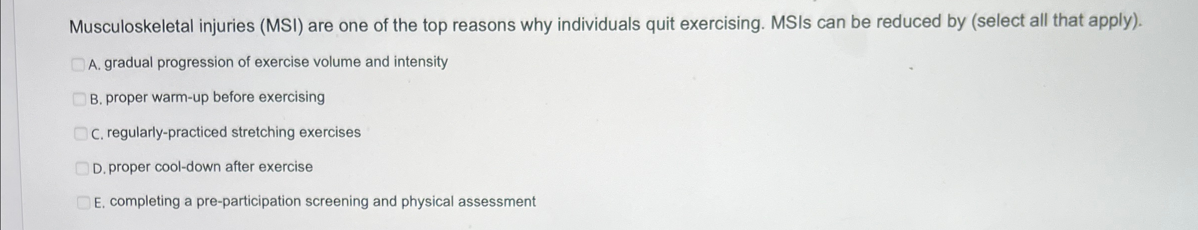 Solved Musculoskeletal injuries (MSI) ﻿are one of the top | Chegg.com