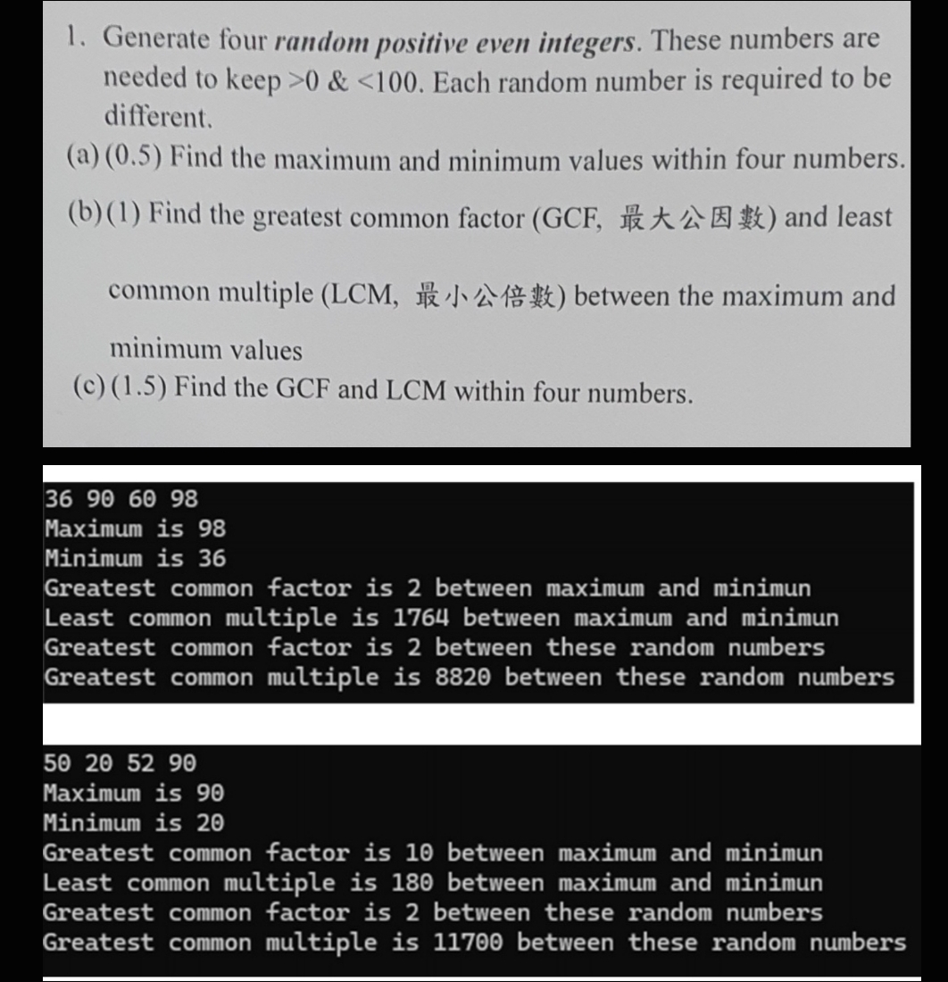 Solved Generate four random positive even integers. These | Chegg.com