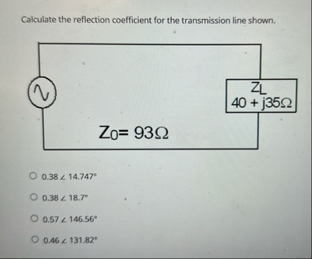Solved Calculate the reflection coefficient for the | Chegg.com