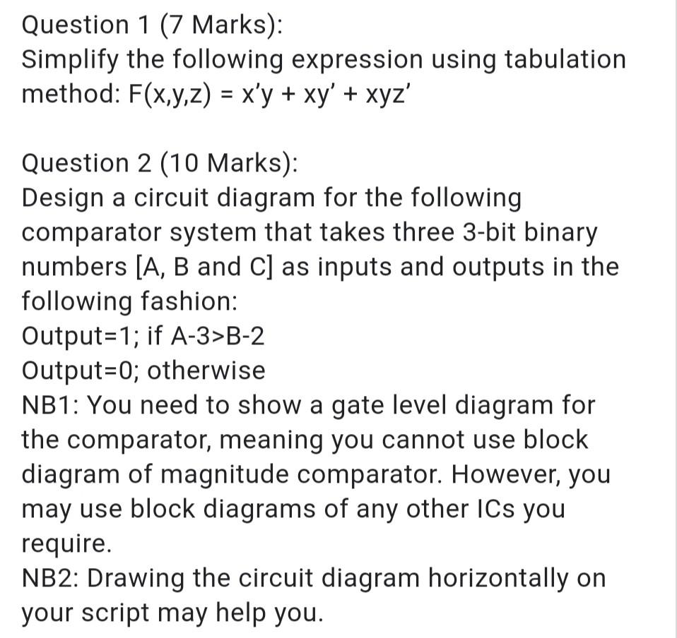 Solved Question 1 (7 Marks): Simplify the following | Chegg.com