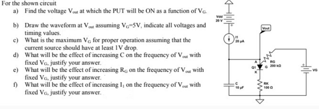 Solved For the shown circuita) ﻿Find the voltage Vout ﻿at | Chegg.com
