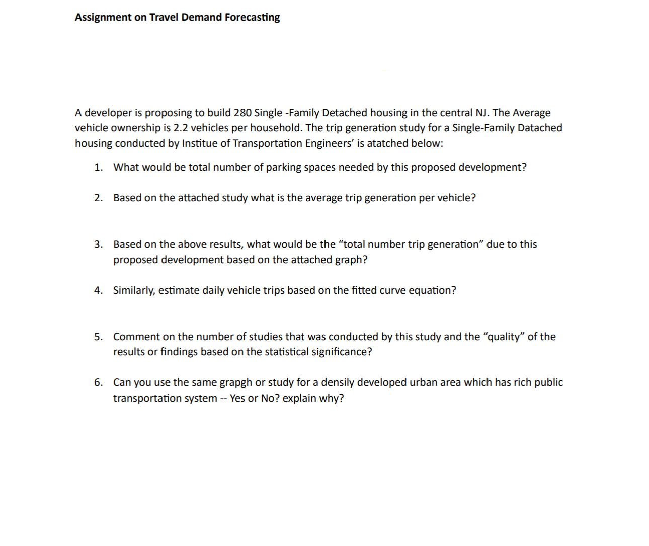Solved Assignment on Travel Demand ForecastingA developer is | Chegg.com