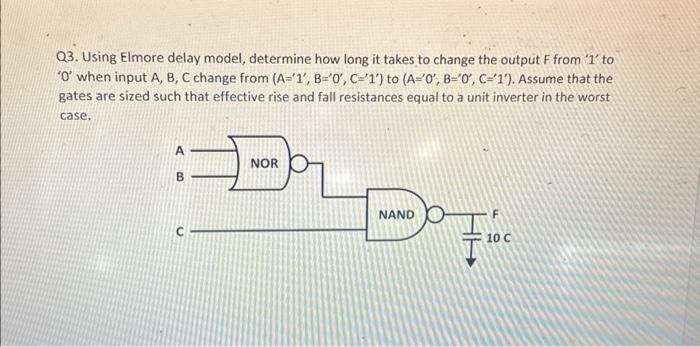 Solved Q3. Using Elmore delay model, determine how long it | Chegg.com