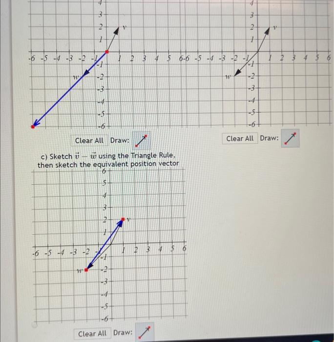 Solved Given the vectors v and wc) Sketch v−w using the | Chegg.com