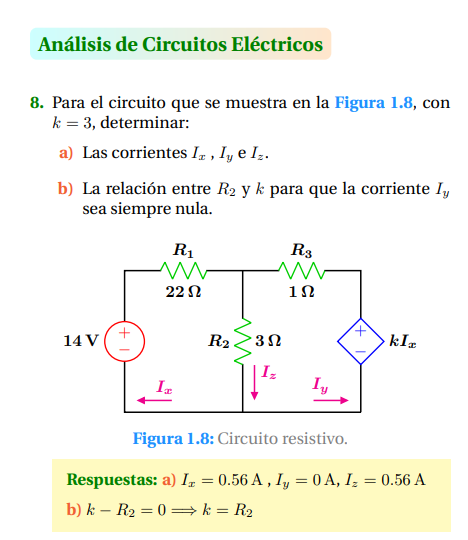 Solved Análisis de ﻿Circuitos Eléctricos8. ﻿Para el | Chegg.com