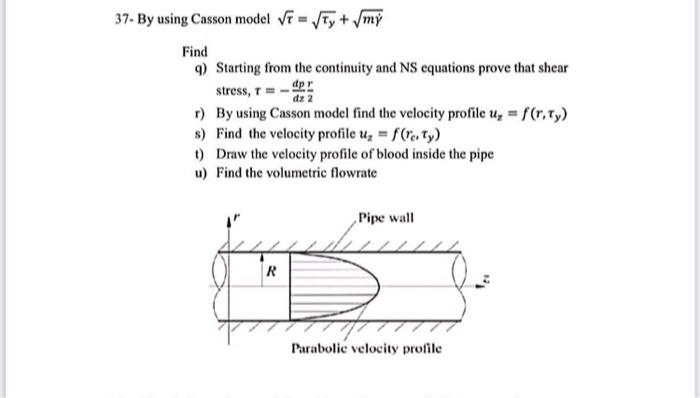 Solved 37-By using Casson model √√√y+√√my Find q) Starting | Chegg.com