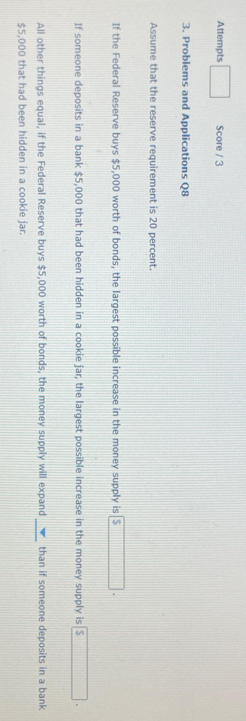 Solved AttemptsScore / 33. ﻿Problems and Applications | Chegg.com