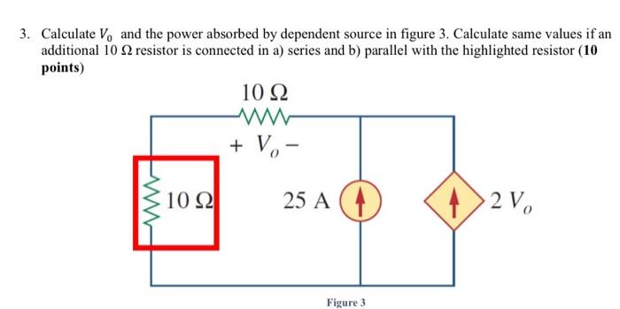 Solved 3. Calculate V0 and the power absorbed by dependent | Chegg.com