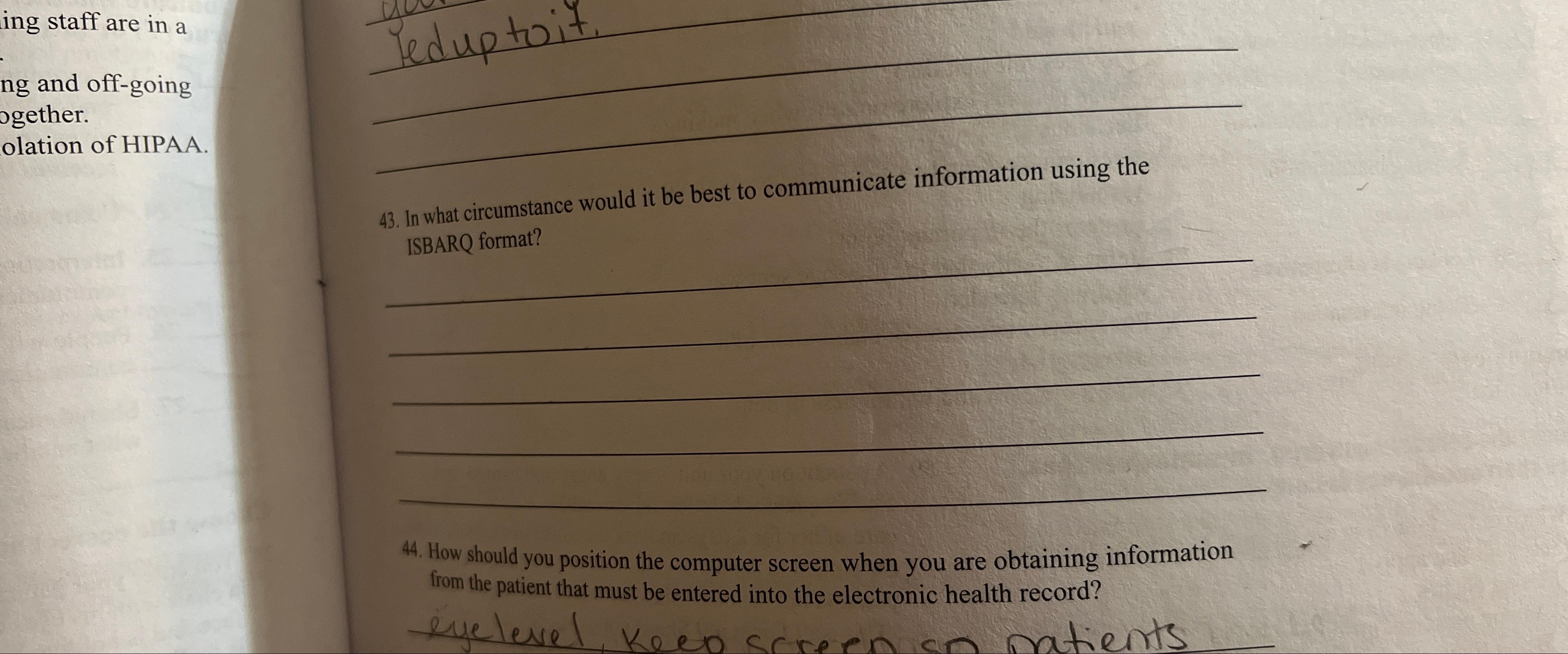Solved ing staff are in aTeduptoit.ng and off-going | Chegg.com