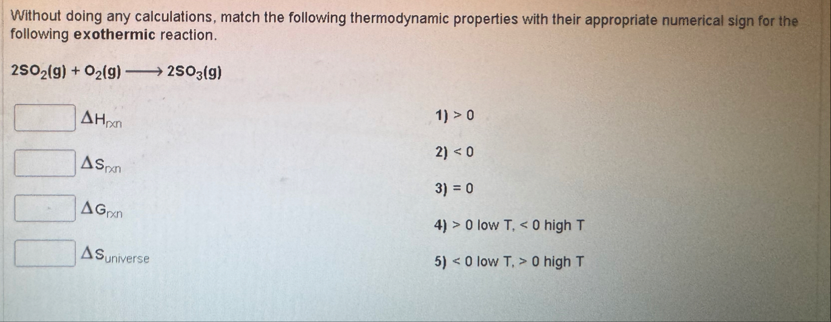 Solved Without doing any calculations, match the following | Chegg.com