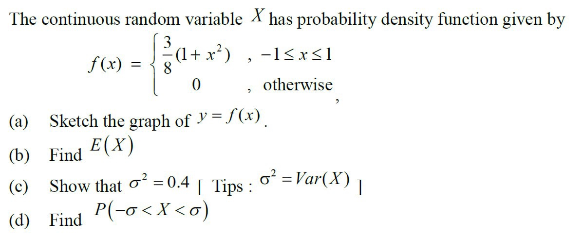 The continuous random variable x ﻿has probability | Chegg.com