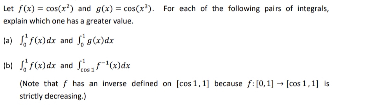 Solved Let f(x)=cos(x2) ﻿and g(x)=cos(x3). ﻿For each of the | Chegg.com