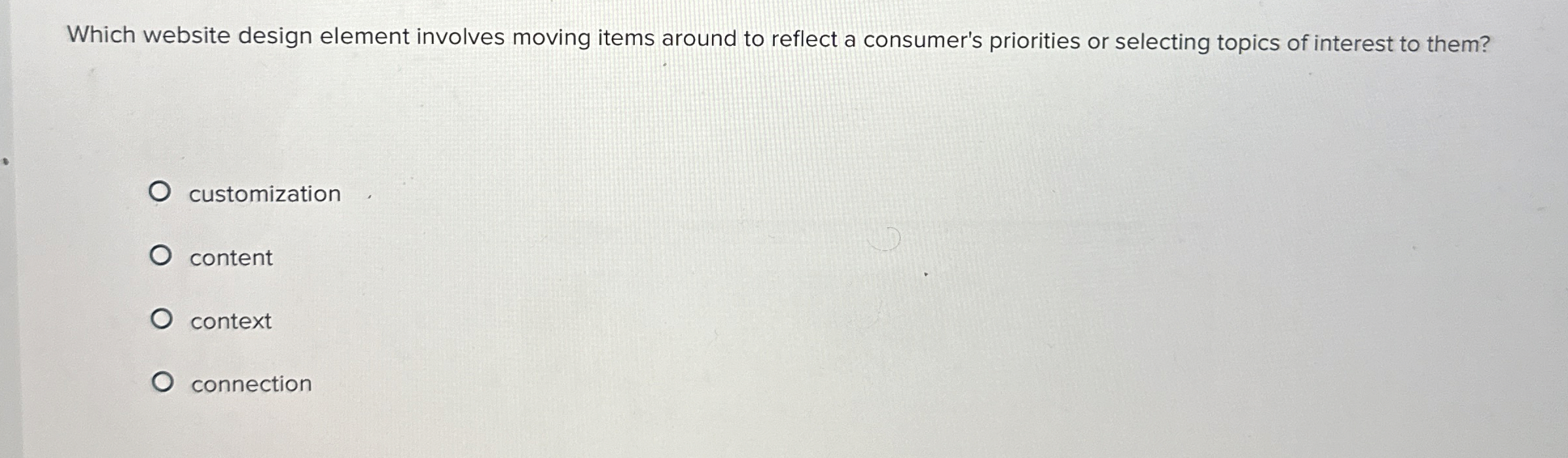 Solved Which website design element involves moving items | Chegg.com