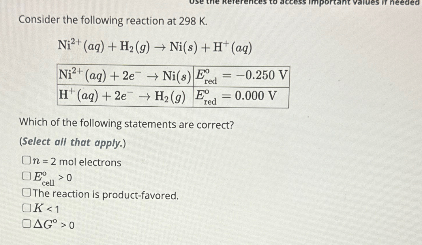 Solved Consider the following reaction at 298K. | Chegg.com