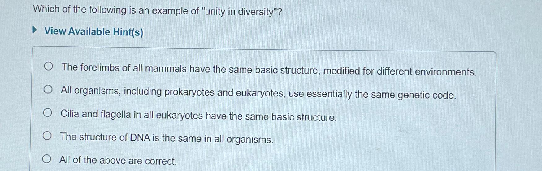 Solved Which of the following is an example of "unity in | Chegg.com