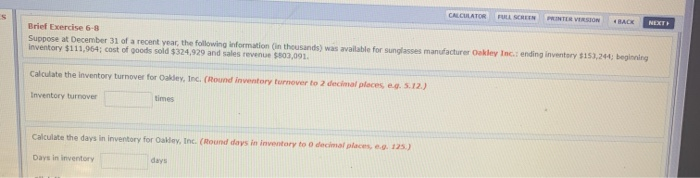 Solved CALCULATOR FULL SCREEN PRINTER VERSION NEXT 4BACK | Chegg.com