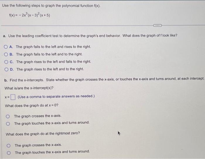 Solved Use the following steps to graph the polynomial | Chegg.com