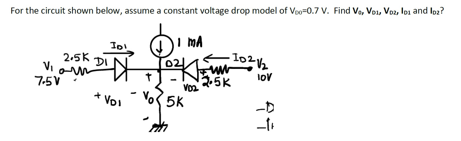 Solved For the circuit shown below, assume a constant | Chegg.com