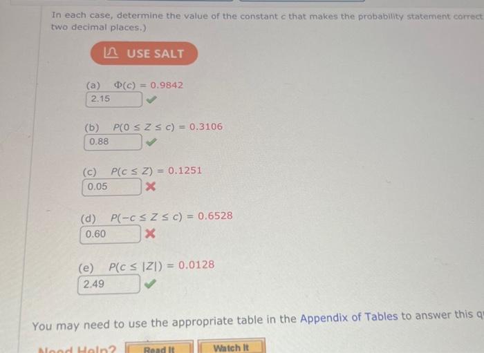 Solved In each case, determine the value of the constant c | Chegg.com