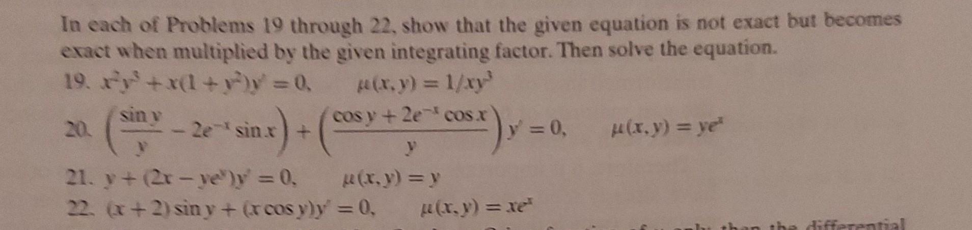 Solved In each of Problems 19 through 22, show that the | Chegg.com