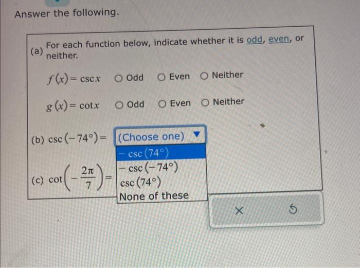Solved Answer the following. (a) For each function below, | Chegg.com