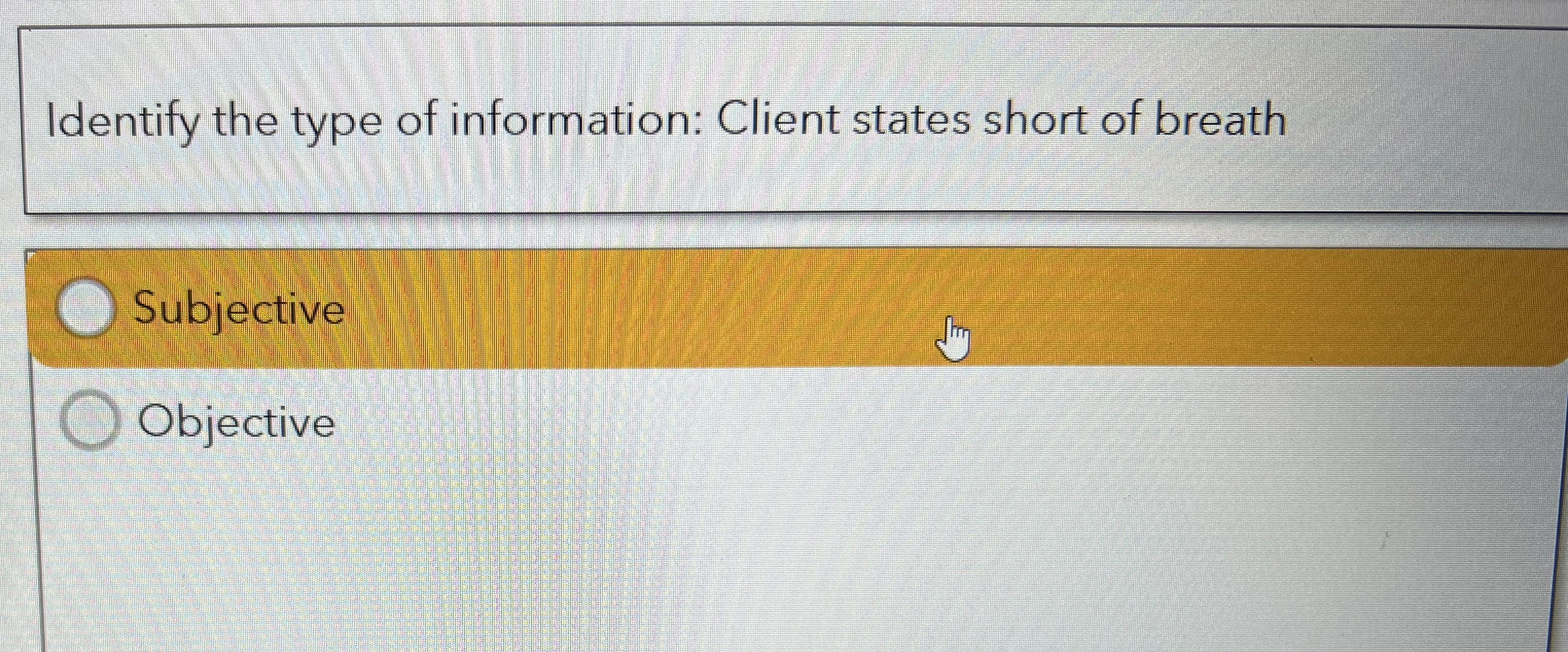 Solved Identify the type of information: Client states short | Chegg.com